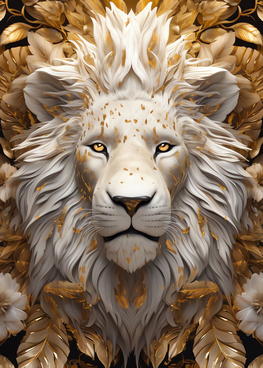 'Black and Gold Lions' Poster, picture, metal print, paint by XmeShop ...