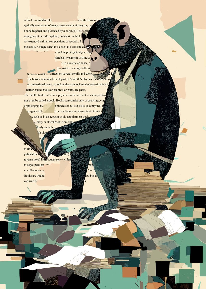'Monkey Book Lover' Poster by Ludo Enko | Displate
