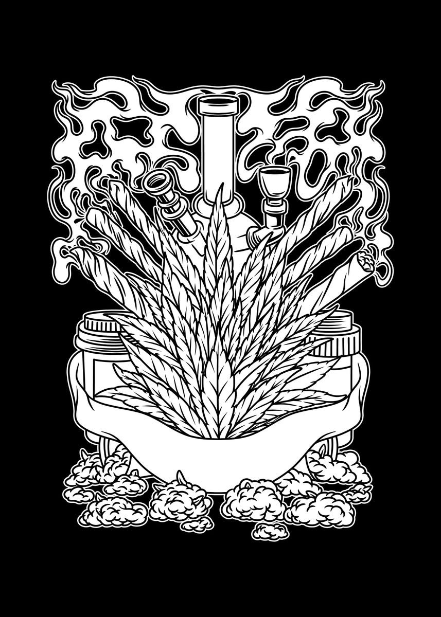 'Weeds Bong BnW' Poster by hendra pratama | Displate