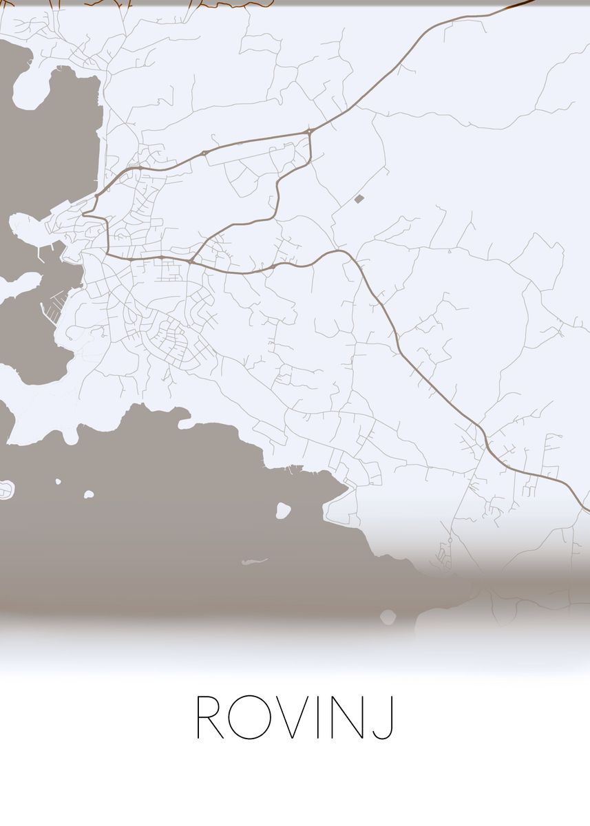 'Rovinj Croatia white map' Poster, picture, metal print, paint by Vardi ...