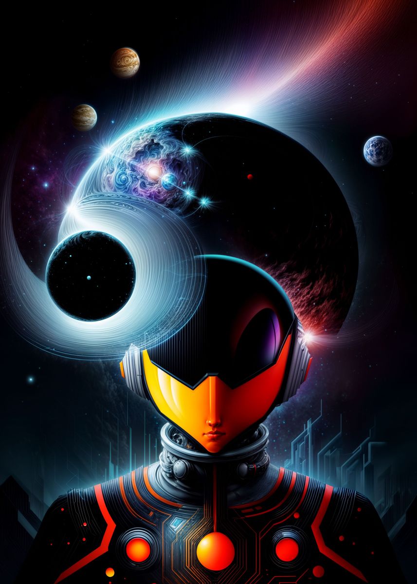 'Abstract face in space' Poster, picture, metal print, paint by Lukasz ...