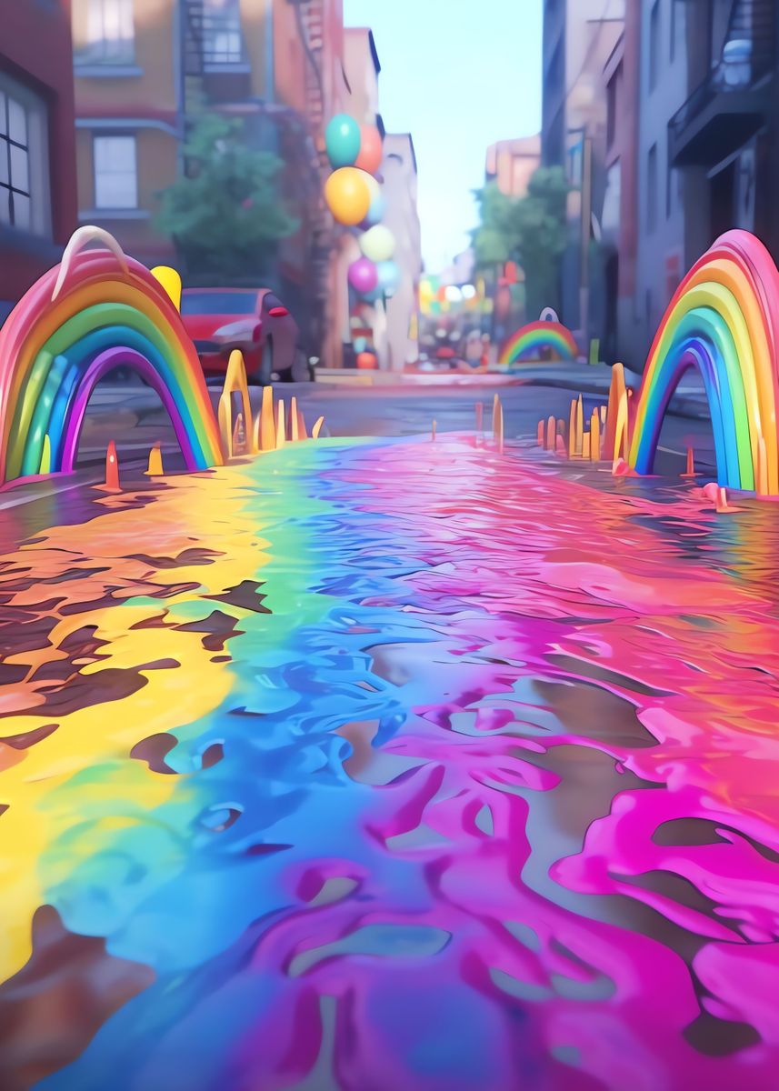 'retro Rainbow way' Poster, picture, metal print, paint by Oizy ...