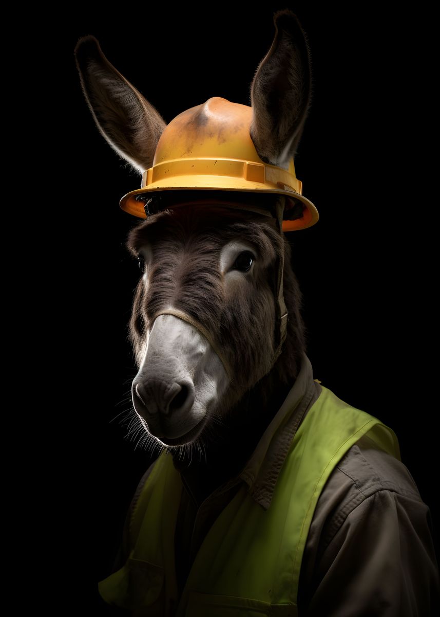 'Builder Donkey' Poster, picture, metal print, paint by Makadur | Displate