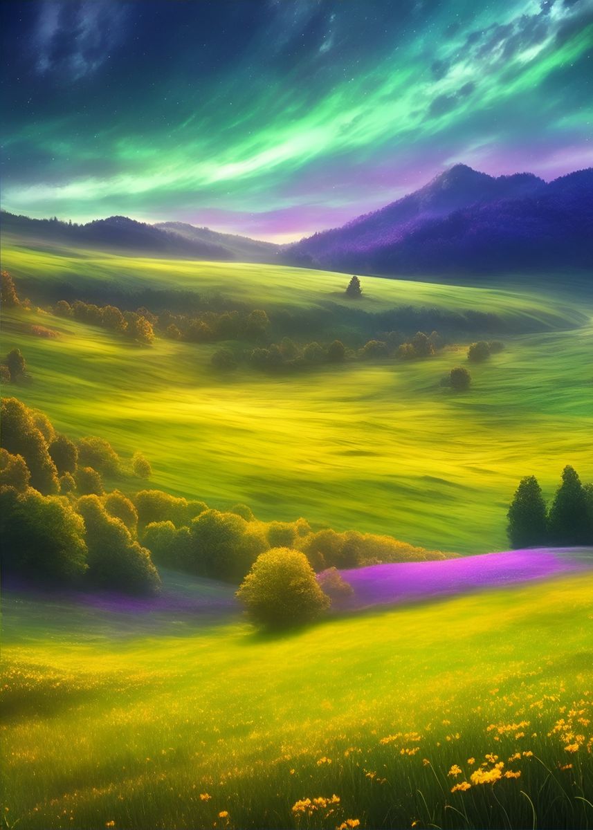 'Colorful meadow' Poster, picture, metal print, paint by Below Horizon ...