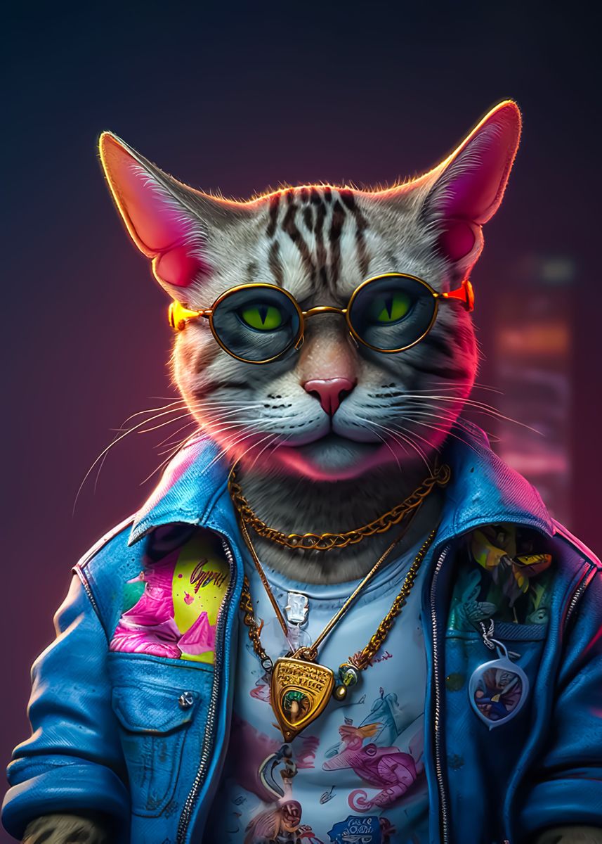 'A anthropomorphic cat' Poster, picture, metal print, paint by HANA ...