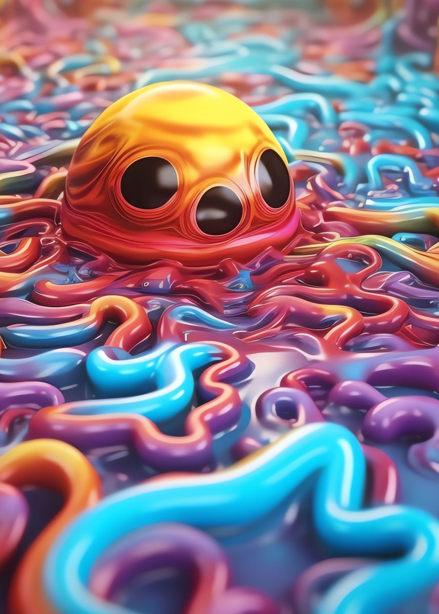 'rainbow alien ' Poster, picture, metal print, paint by Trisya Art ...