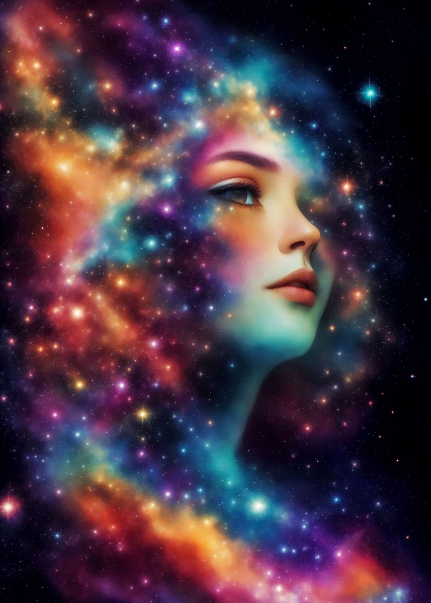 'Beautiful Girl Face Nebula' Poster, picture, metal print, paint by ...