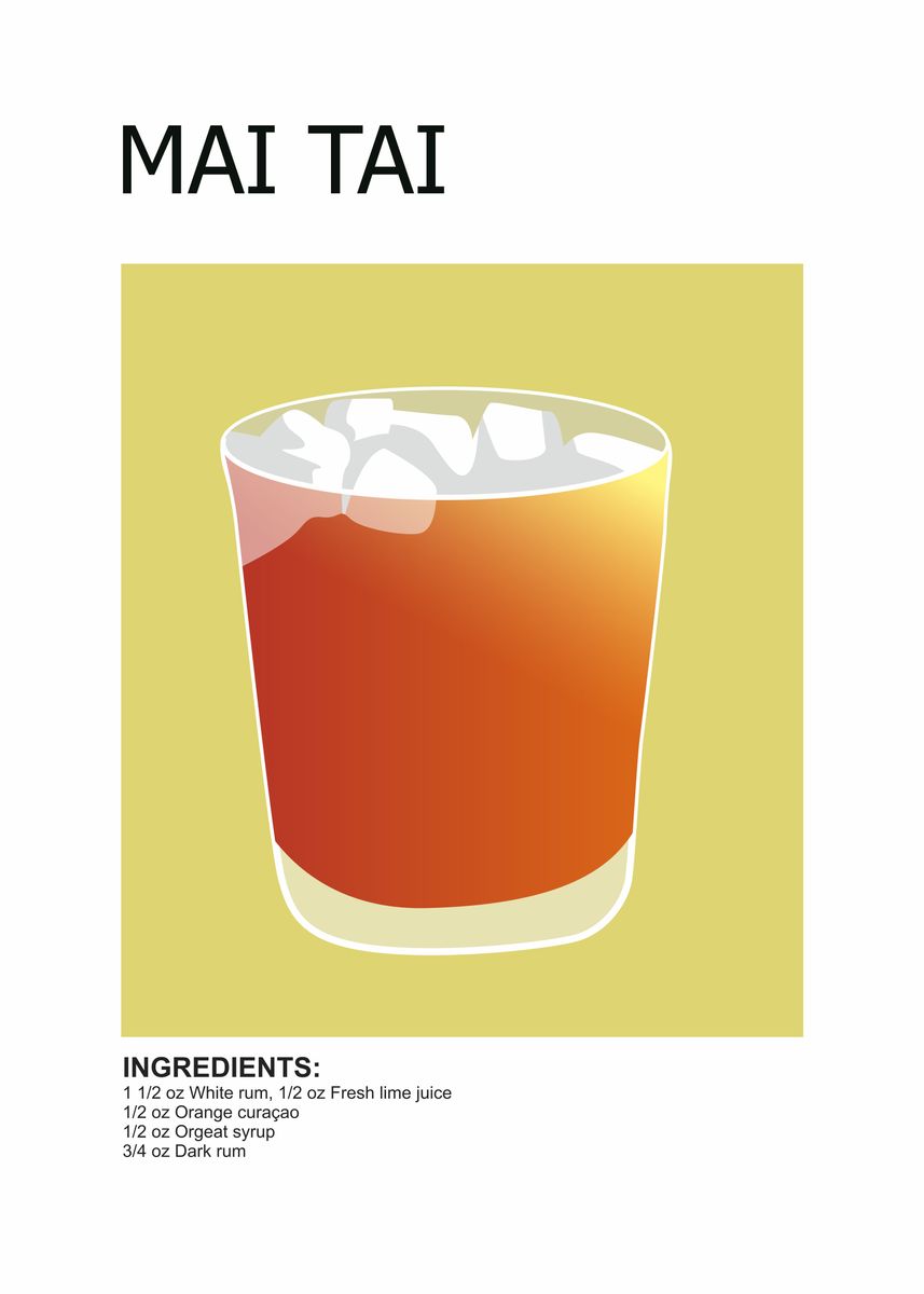 'mai tai' Poster, picture, metal print, paint by Ratna Mutia Dewi ...