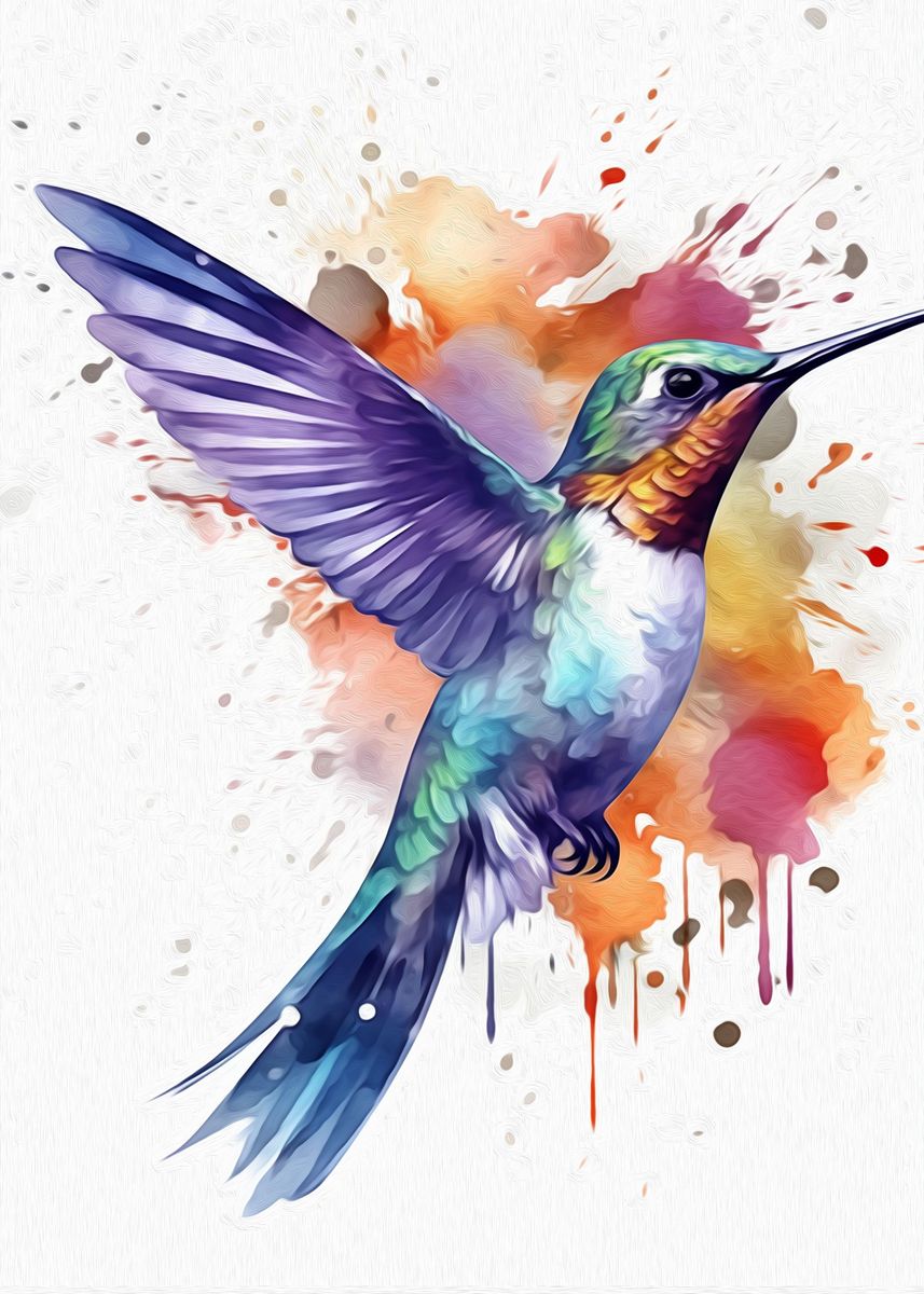 'Hummingbird Watercolor' Poster, picture, metal print, paint by ...