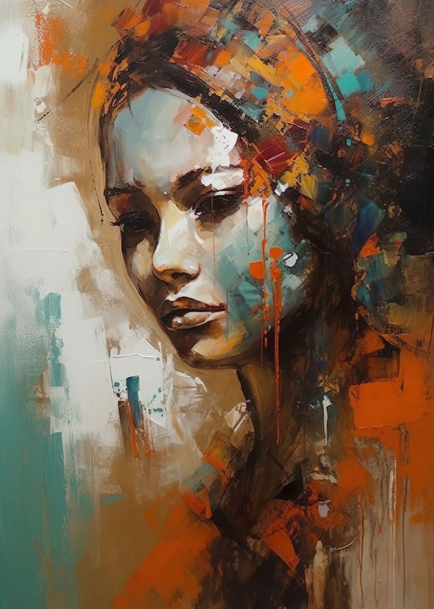 'Abstract Woman Portrait' Poster, picture, metal print, paint by ...