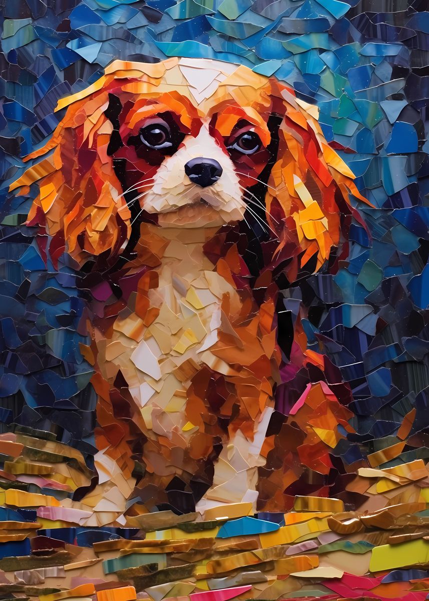 'Cavalier King Colorful' Poster, picture, metal print, paint by ...
