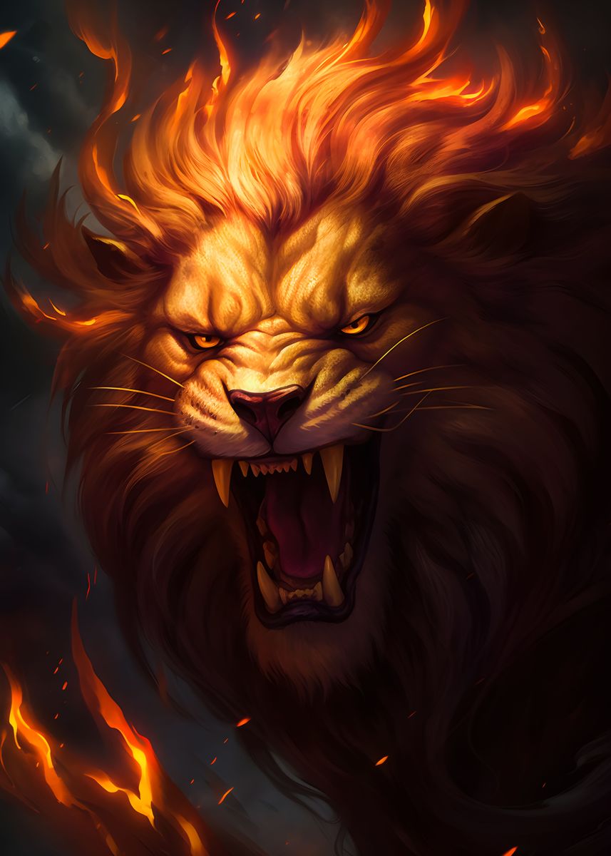 'Majestic Roar' Poster, picture, metal print, paint by Chirag Dudhat | Displate