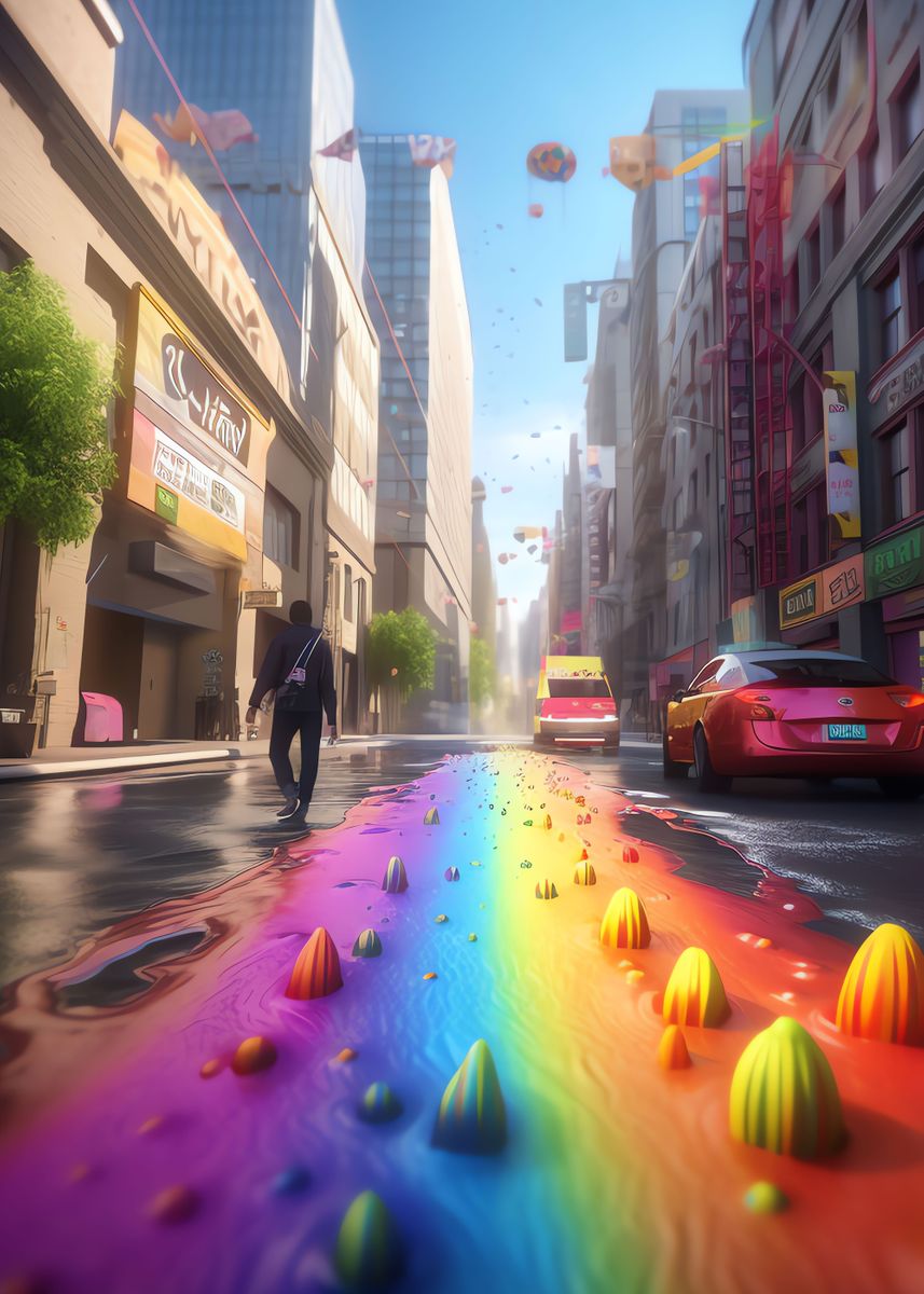 'Rainbow Way' Poster, picture, metal print, paint by Oizy Production ...
