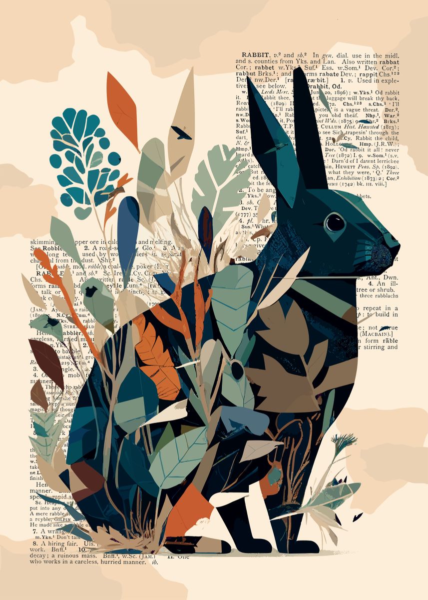 'Rabbit Dictionary art' Poster, picture, metal print, paint by Ludo ...