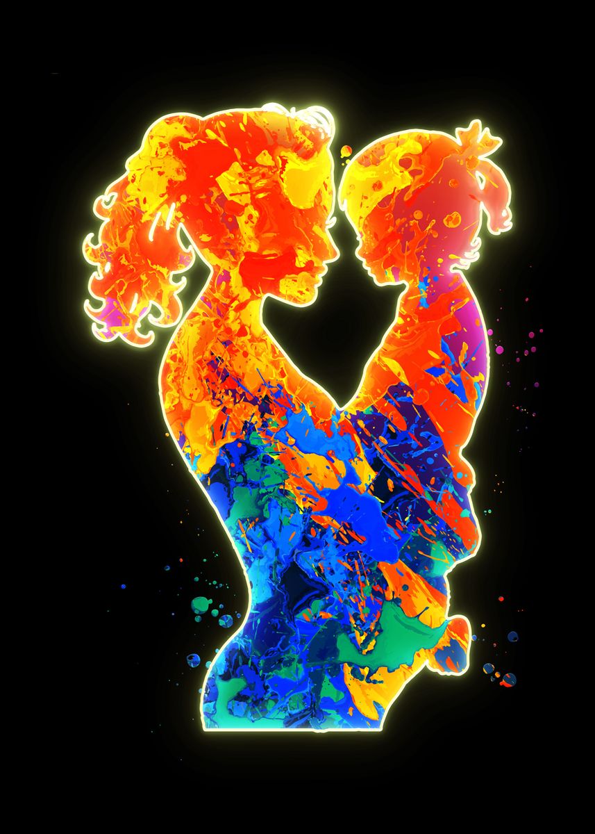 'Mother and Daughter ' Poster, picture, metal print, paint by Tony Lee ...