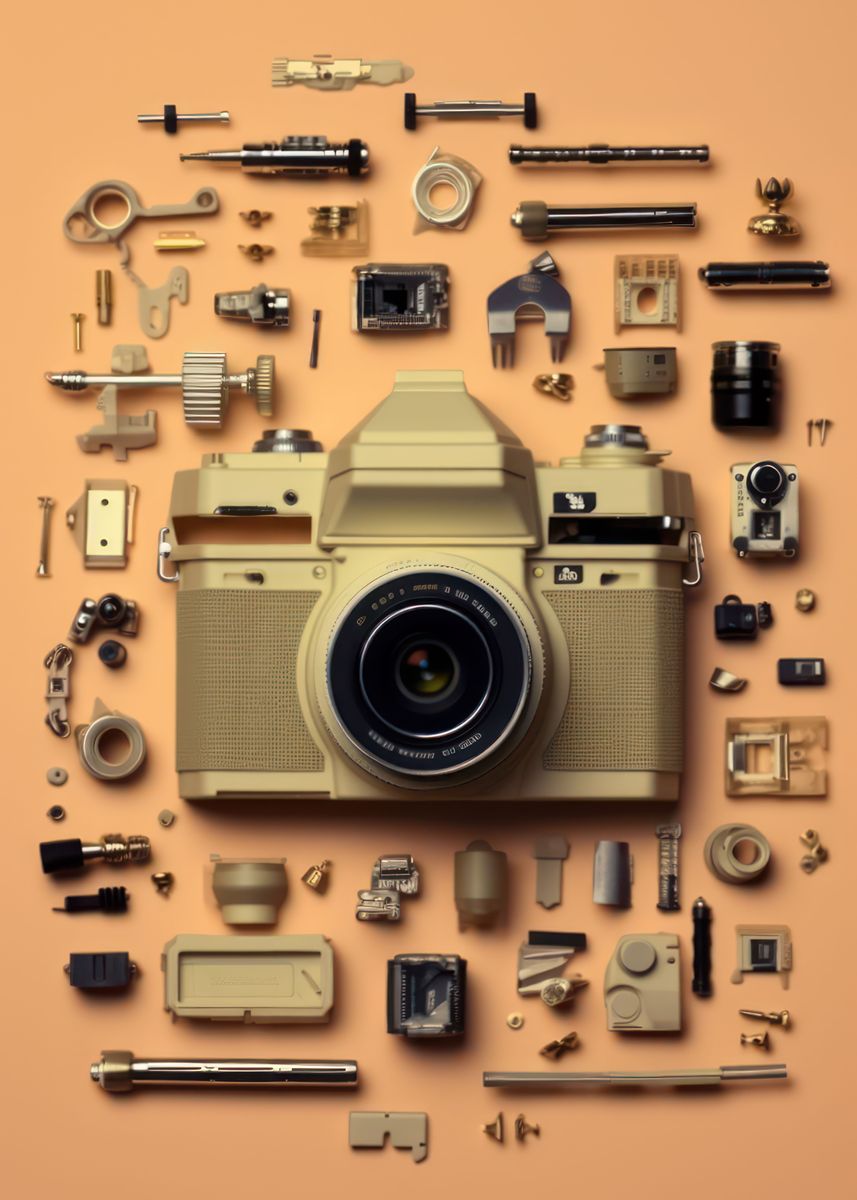 'Knolling Camera Gear' Poster, picture, metal print, paint by ...