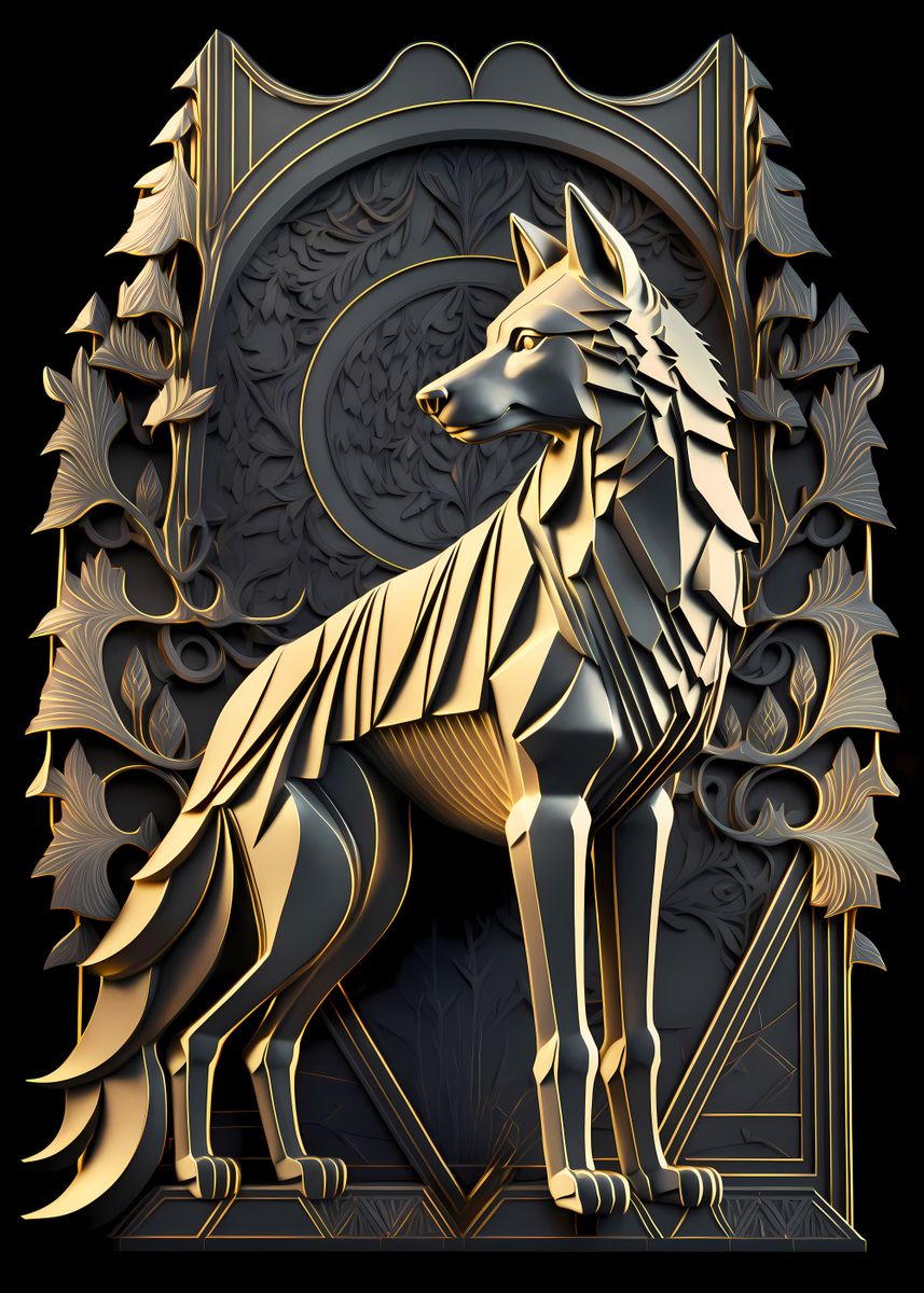 'Noble Regalia Golden Wolf' Poster by Luong Phat | Displate