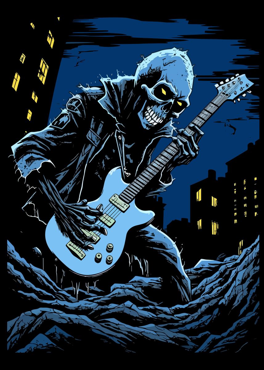'Skull Guitar' Poster by Mobilunik | Displate