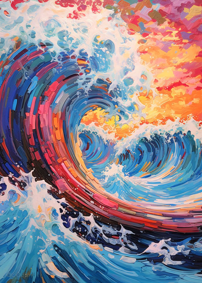 'Kanagawa Wave Abstract' Poster, picture, metal print, paint by Rafael ...