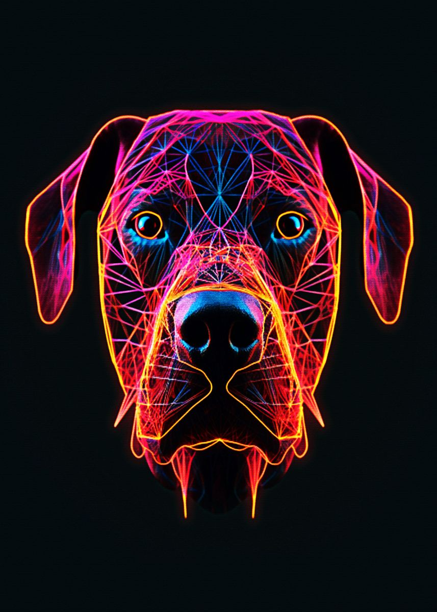'Neon Dog' Poster, picture, metal print, paint by Fachrul Abqary | Displate