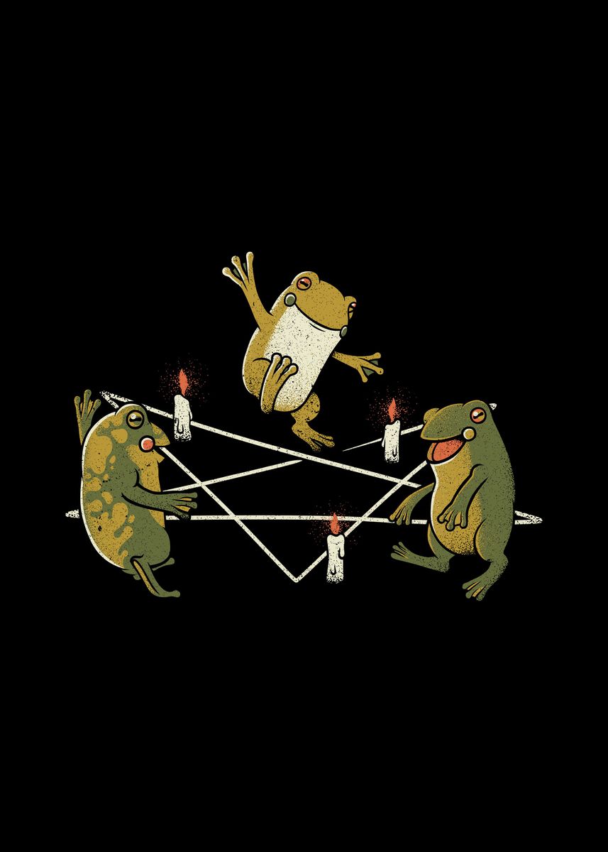 'Dancing Frog Pentagram' Poster, picture, metal print, paint by Tobias ...