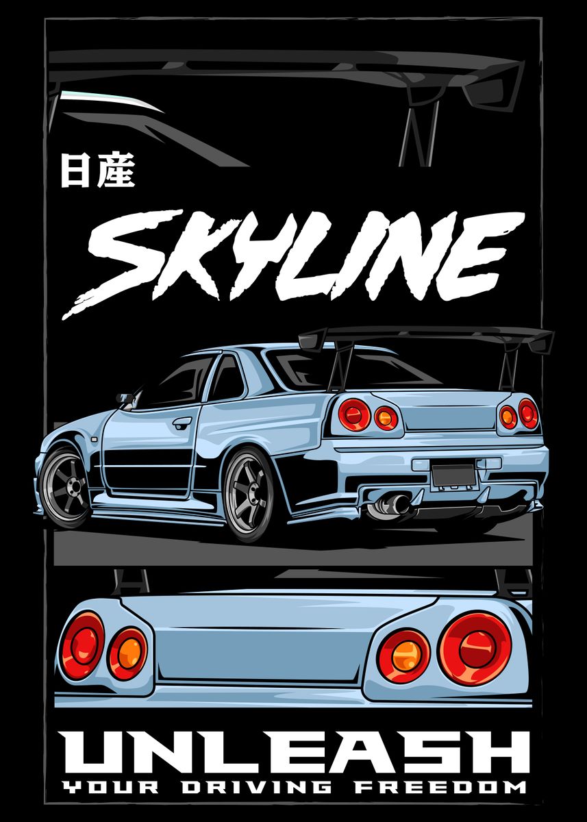 'Iconic Sky Line Car' Poster, picture, metal print, paint by Berkah ...