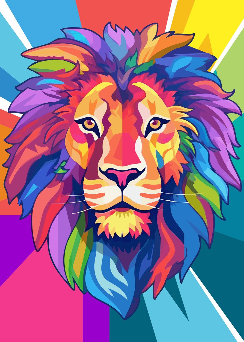 'lion head cartoon ' Poster by arif purnomo | Displate