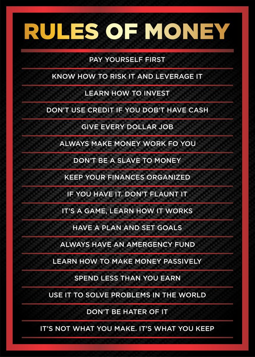 'rules of money' Poster, picture, metal print, paint by Cool Metalic ...