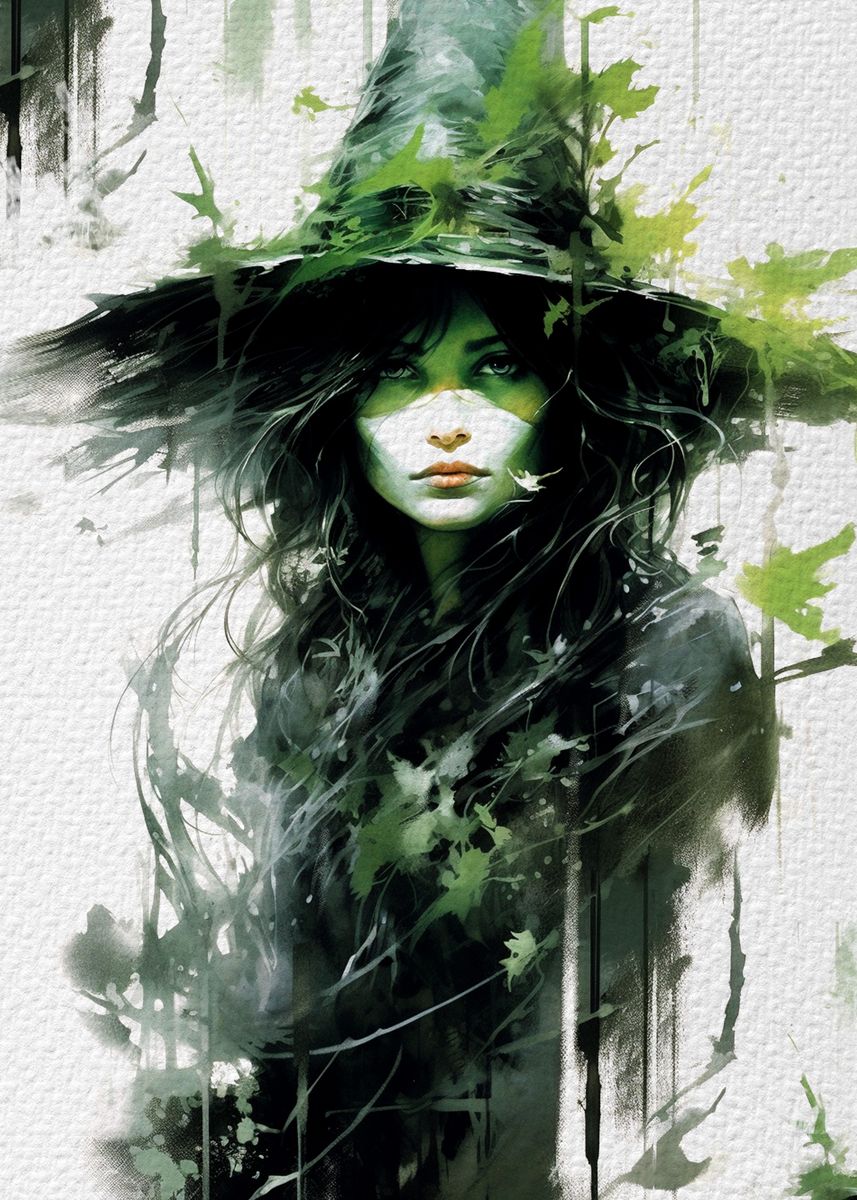 'Witch poster watercolor ' Poster, picture, metal print, paint by ...