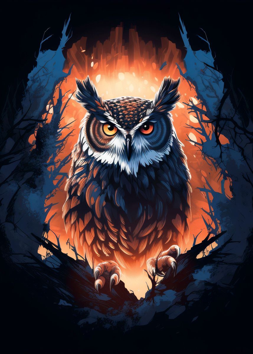 'Owl stalking its prey ' Poster, picture, metal print, paint by ...