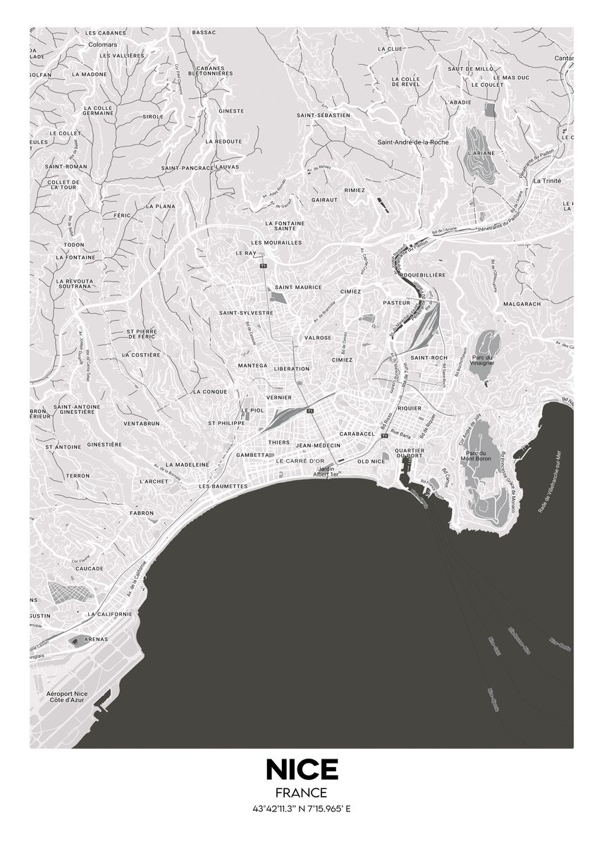 'Nice France streetmap' Poster by Designersen | Displate
