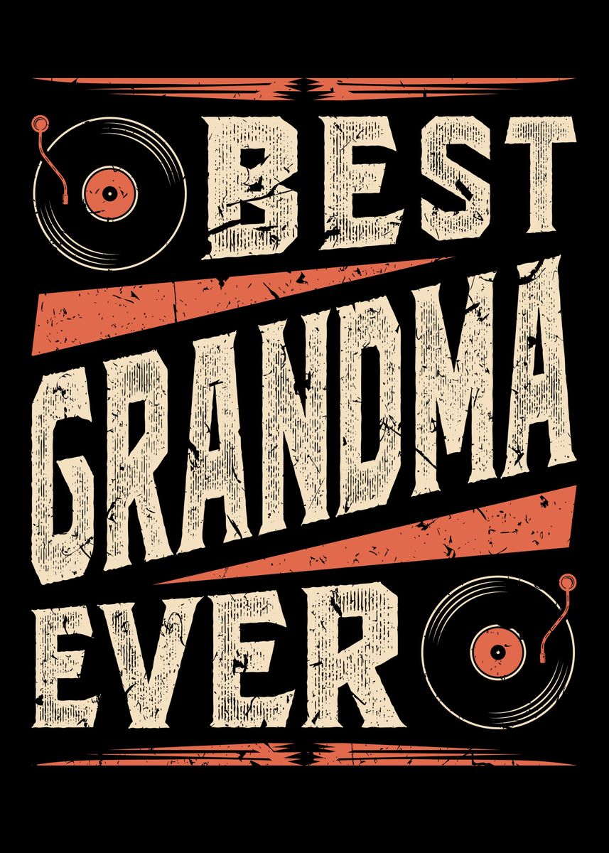 'Best Grandma Vinyl Records' Poster, picture, metal print, paint by ...