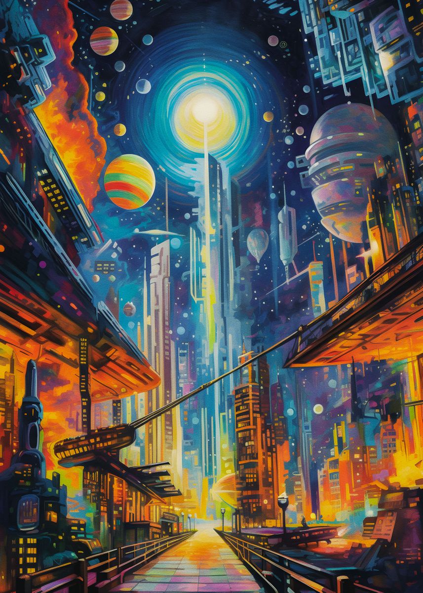 'City urban abstract' Poster, picture, metal print, paint by Muhammad ...