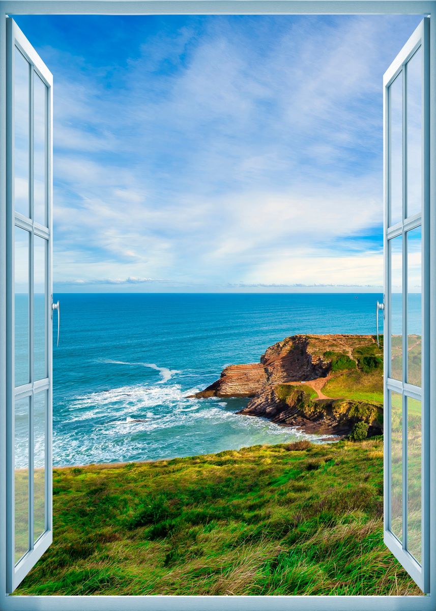 'Window view sea coastal' Poster, picture, metal print, paint by Vicen ...