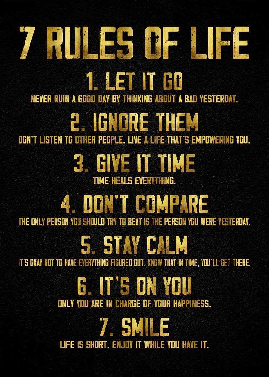 '7 Rules Of Life' Poster, picture, metal print, paint by Obie Jacobi ...