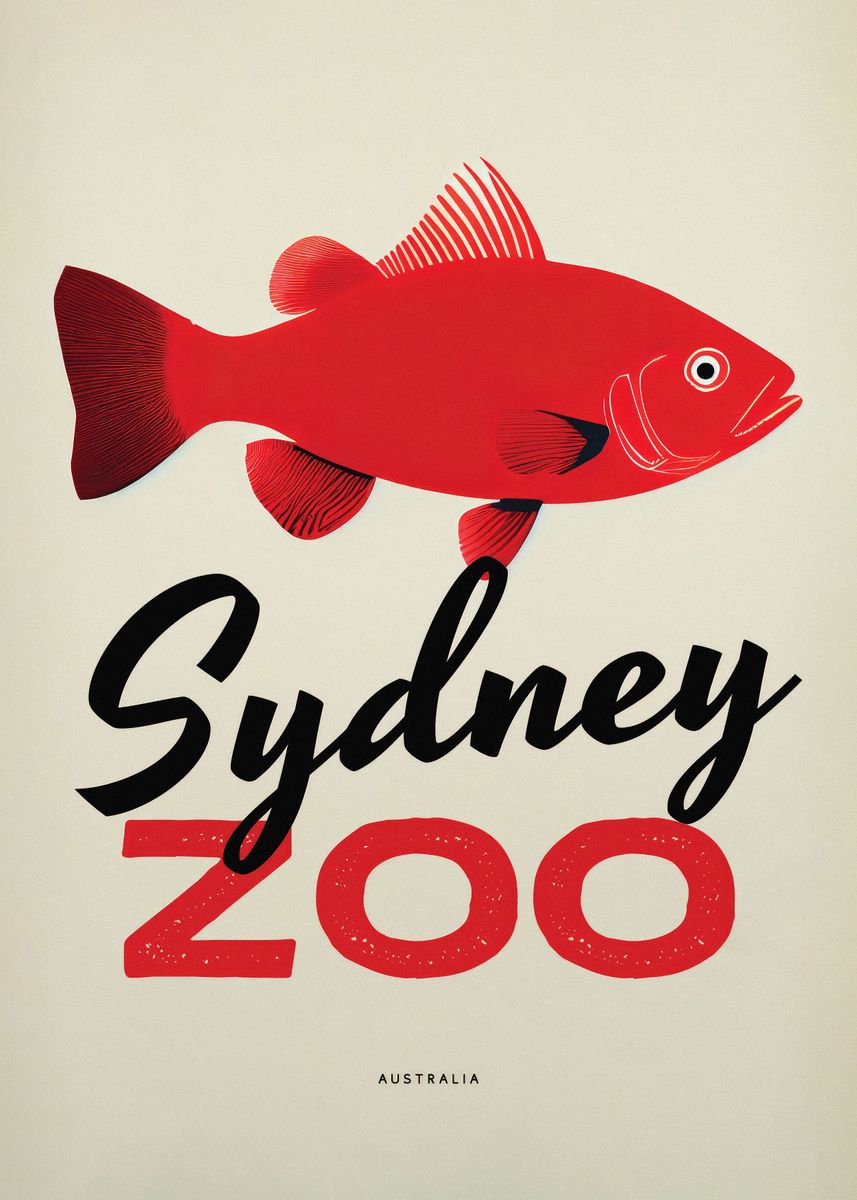 'Sydney Zoo Redfish Poster' Poster, picture, metal print, paint by ...