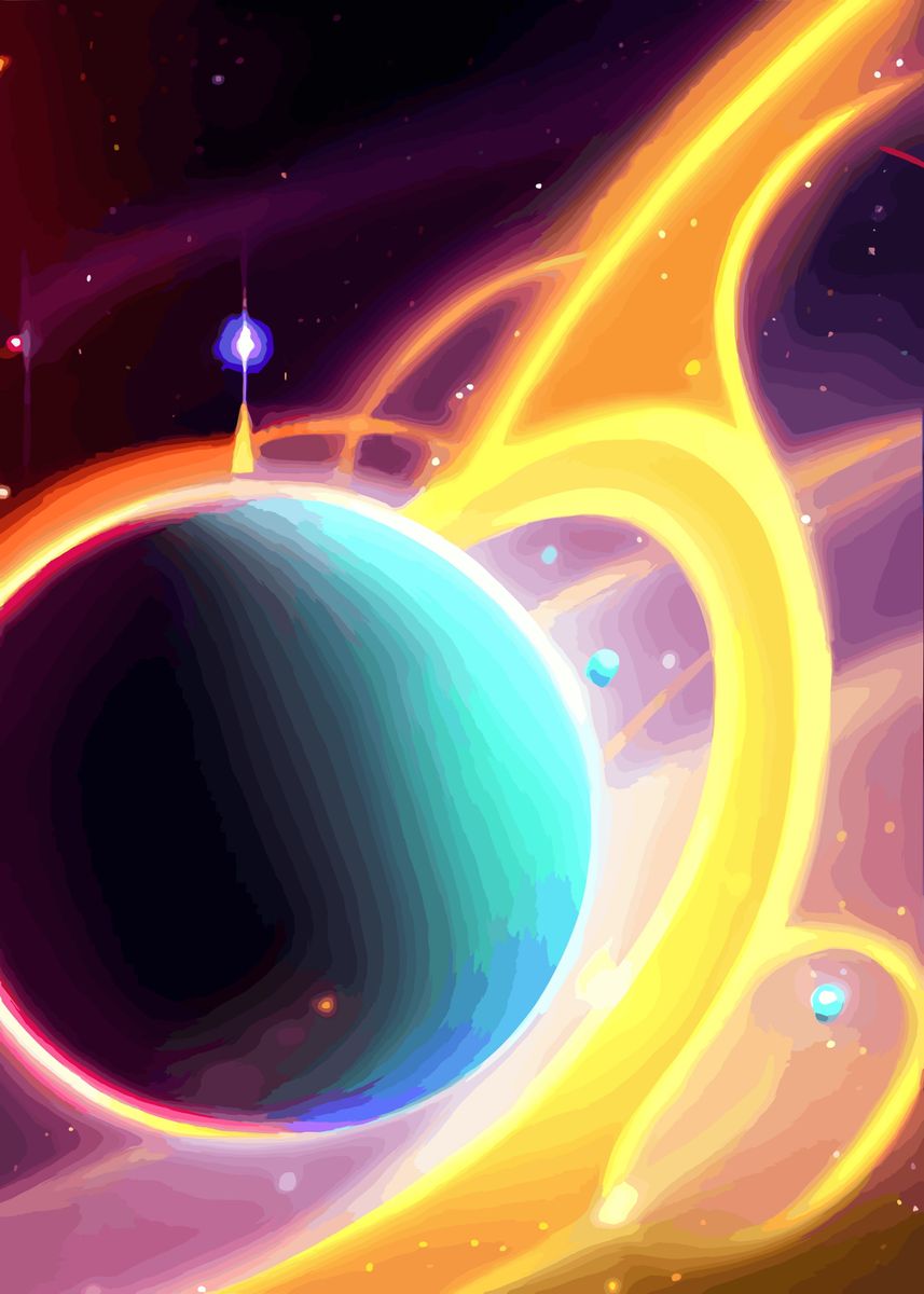 'Abstract Planet in Space' Poster, picture, metal print, paint by Art Jiyuu | Displate