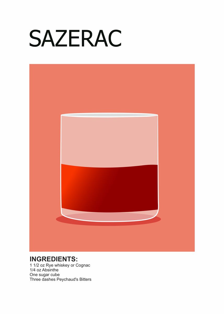 'sazerac cocktail' Poster, picture, metal print, paint by Ratna Mutia ...