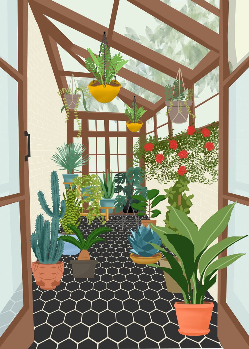 'Greenhouse Garden Art' Poster, picture, metal print, paint by Art By ...