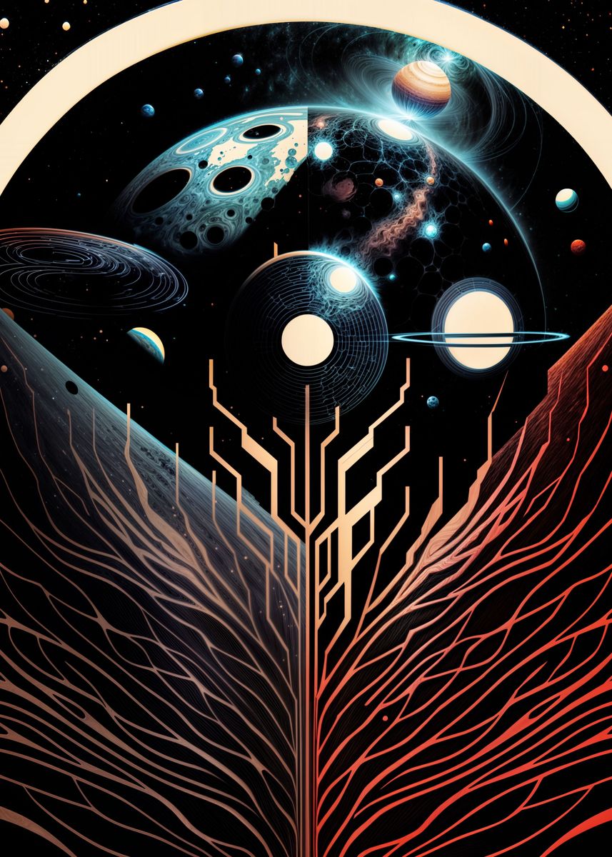 'Abstract tree in space' Poster, picture, metal print, paint by Lukasz ...