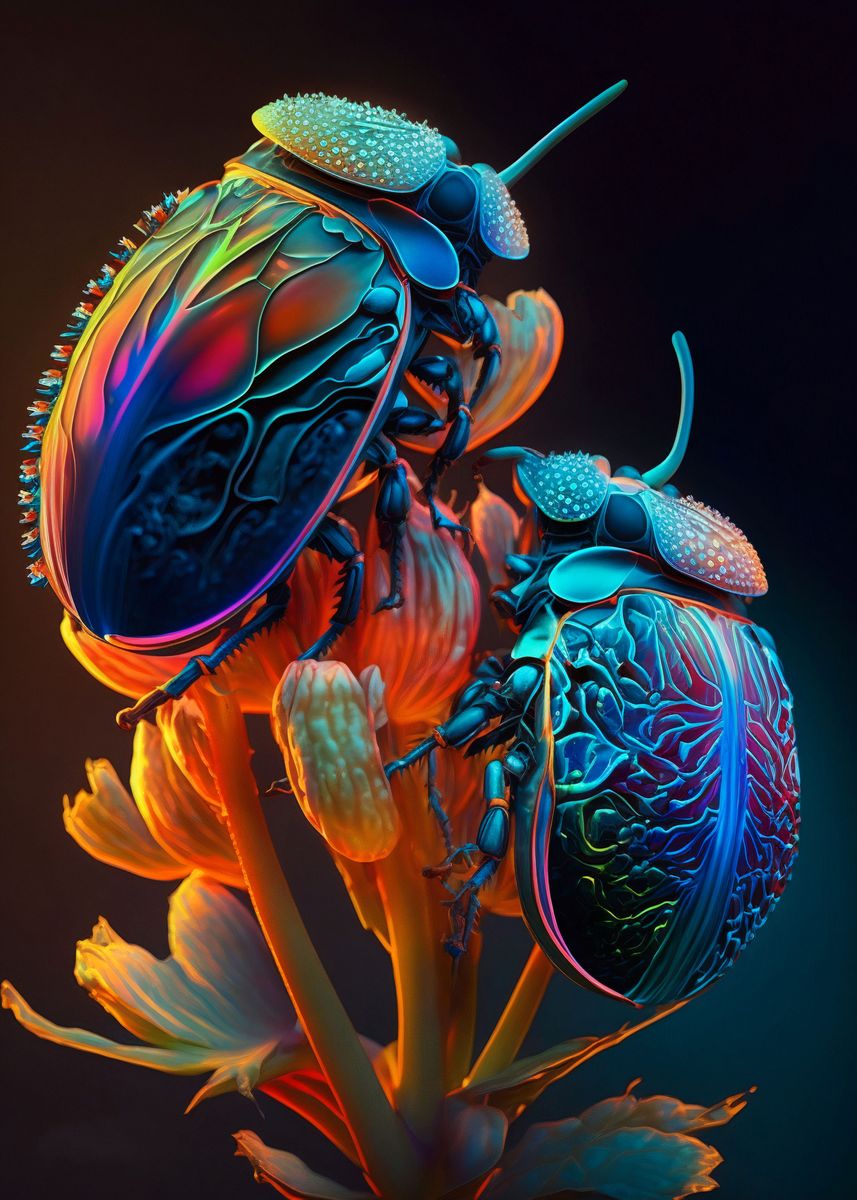 'Flower Beetles' Poster, picture, metal print, paint by Hipolito ...