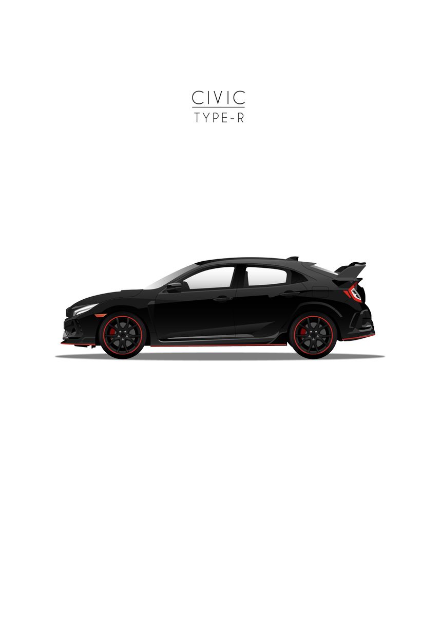 'Honda Civic Type R' Poster, picture, metal print, paint by Ahmad Nur ...