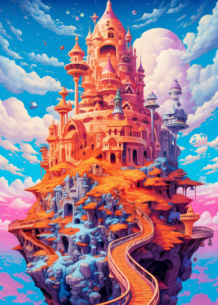 'Amazing golden castle' Poster, picture, metal print, paint by Muhammad Irsan | Displate