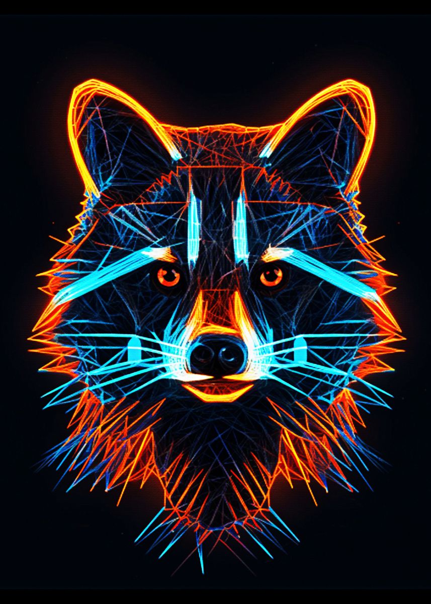 'Neon Fox' Poster, picture, metal print, paint by Fachrul Abqary | Displate