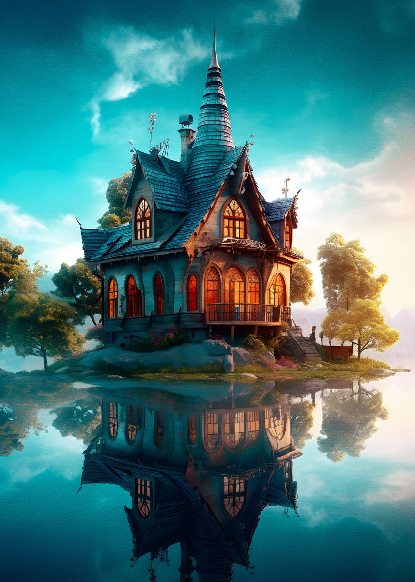 'Surral castle reflections' Poster, picture, metal print, paint by Elz ...