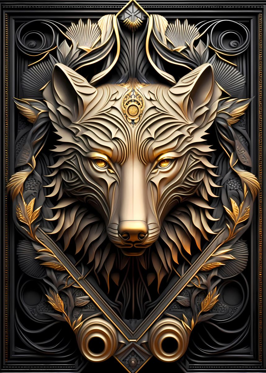 'Imperial Golden Wolf' Poster, picture, metal print, paint by Luong ...
