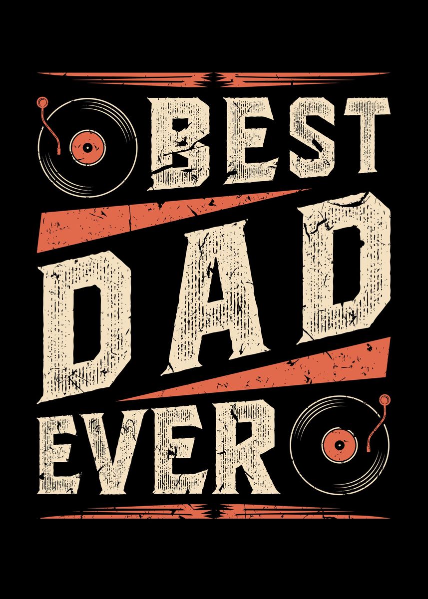 'Best Dad Vinyl Records' Poster, picture, metal print, paint by ...