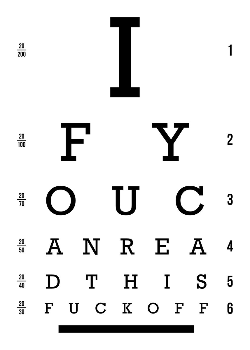 'Funny Eye Test Fuck Off' Poster by Poster Parlor | Displate