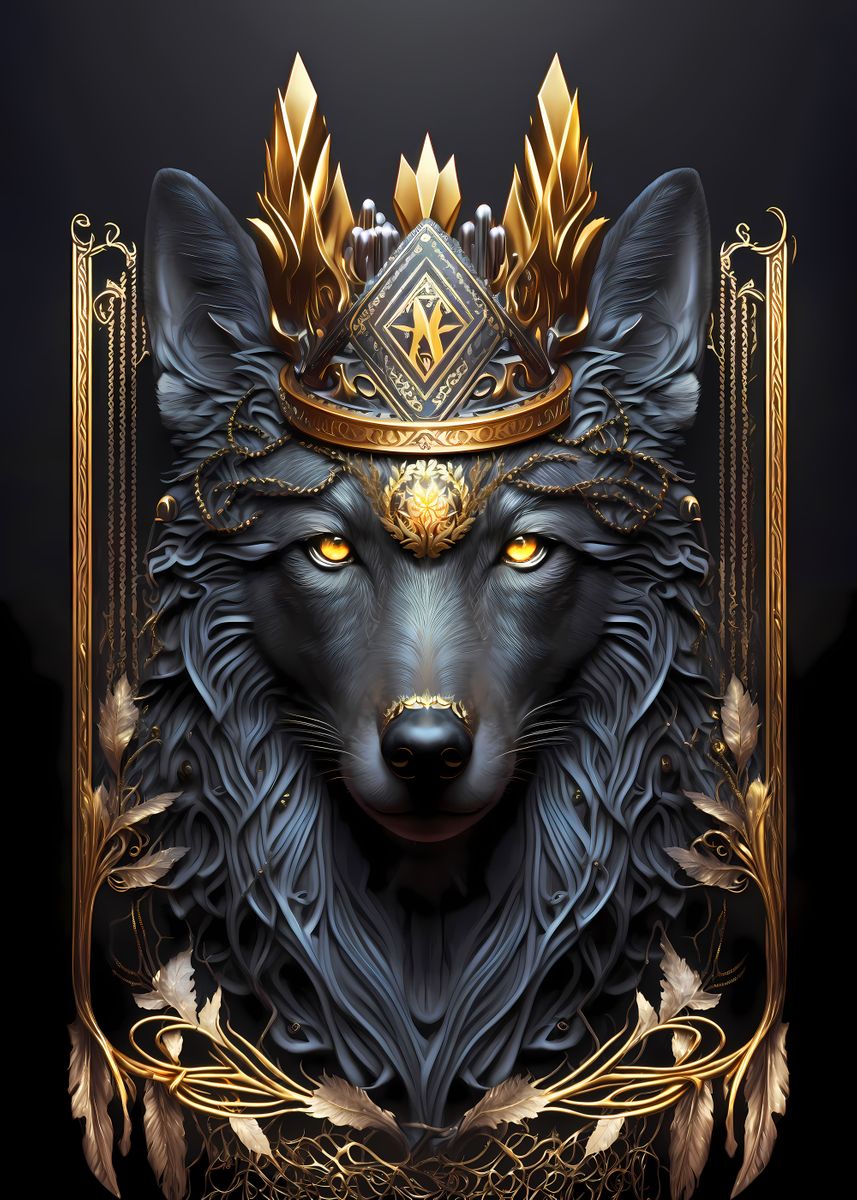 'Royal Crown Wolf Art Deco' Poster, picture, metal print, paint by ...