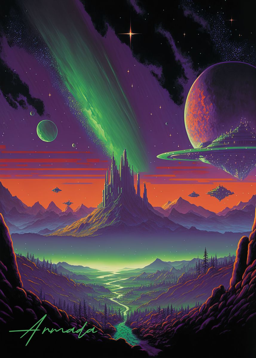 'Oddworld Spacescape' Poster, picture, metal print, paint by The Armada Project | Displate
